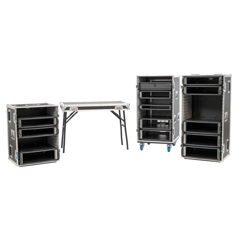 Slide-in modular racks and Vario-Rack transport cases
